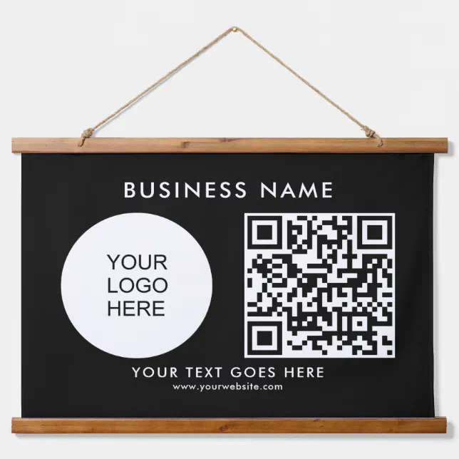 Upload Add Your Business Logo Text QR Code Here Hanging Tapestry | Zazzle