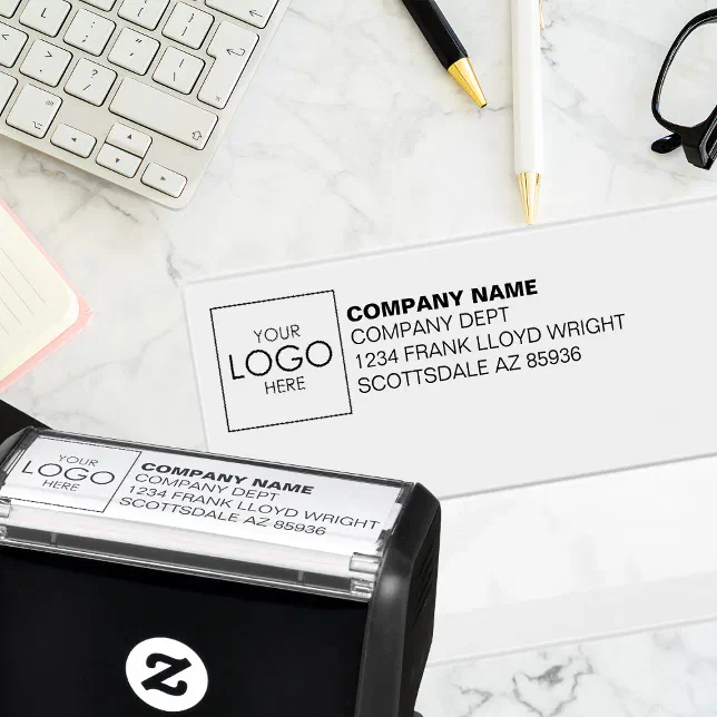 Upload Company Logo Custom Business Return Address Self-inking Stamp ...