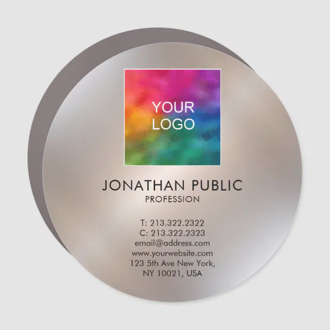 Upload Custom Business Logo Medium Circle Car Magnet | Zazzle
