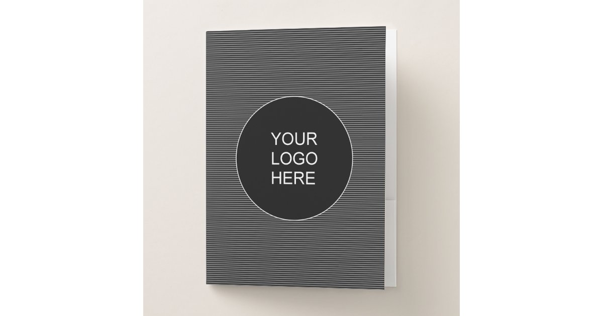 Upload Logo Text Here Template Elegant Stripes Pocket Folder | Zazzle