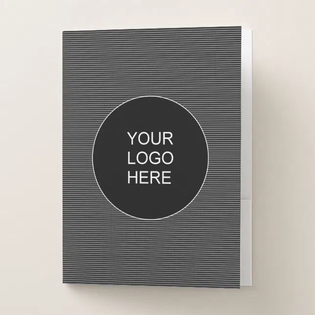 Upload Logo Text Here Template Elegant Stripes Pocket Folder | Zazzle