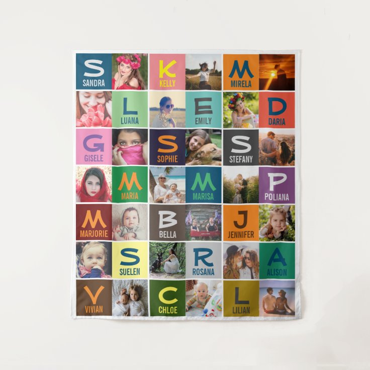 Upload photo and name tapestry | Zazzle