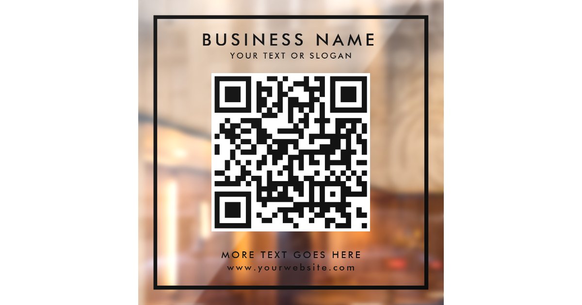 Upload QR Code Business Logo Text Elegant Modern Window Cling | Zazzle