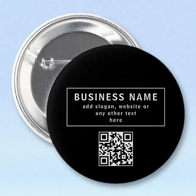 Upload QR code or Logo | Modern Black Button | Zazzle