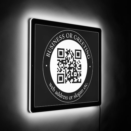Upload QR code or Logo | Modern Black LED Sign | Zazzle