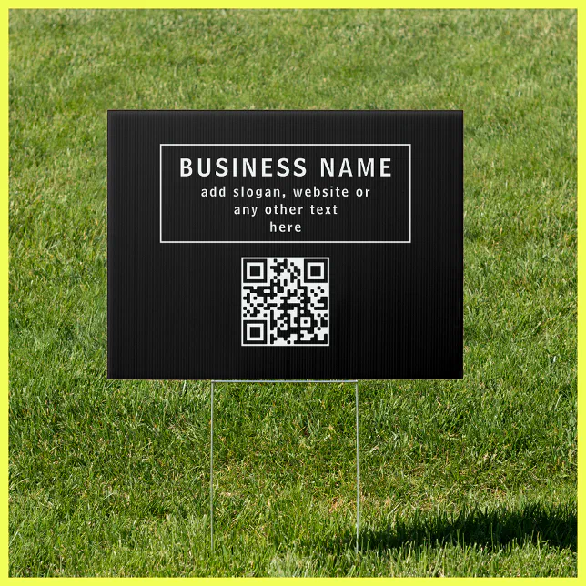 Upload QR code or Logo | Modern Black Sign | Zazzle