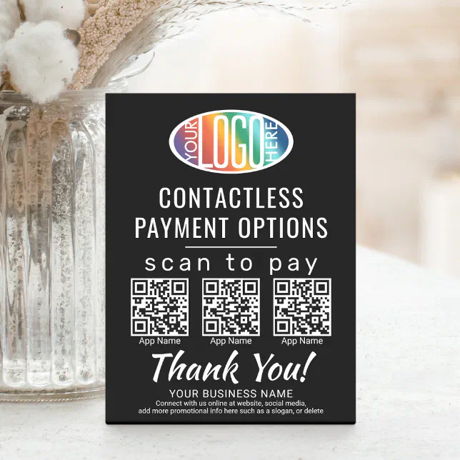 Upload QR Codes & Logo 3 Payment Apps Scan to Pay Pedestal Sign | Zazzle