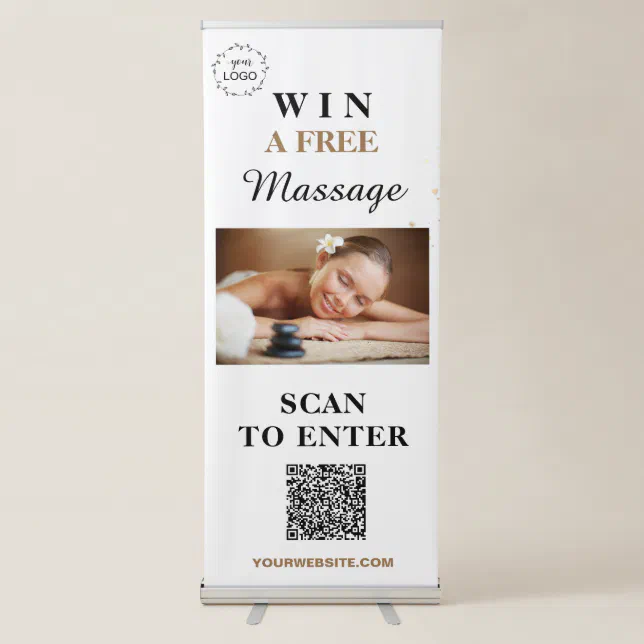 UPLOAD QR + IMAGE LOGO CONTEST WIN GIVE AWAY RETRACTABLE BANNER | Zazzle