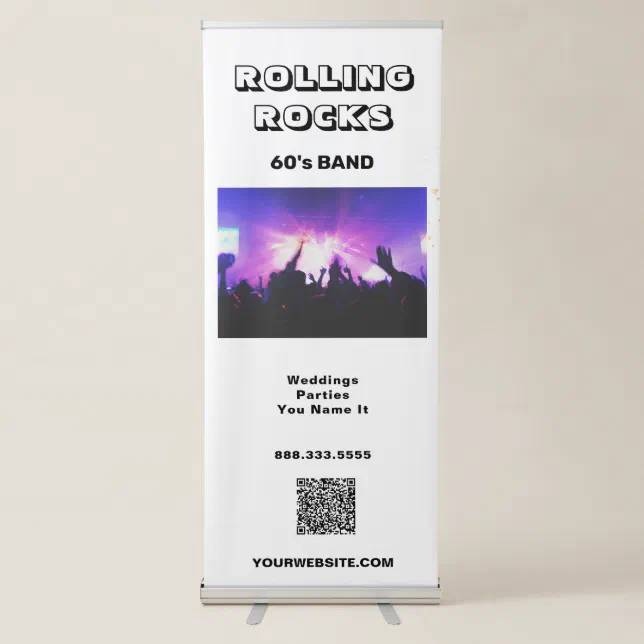 UPLOAD QR + IMAGE Singer Band Music Musician Retractable Banner | Zazzle