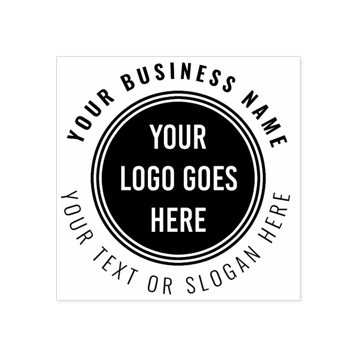 Upload Your Business Logo & Company Slogan Rubber Stamp | Zazzle