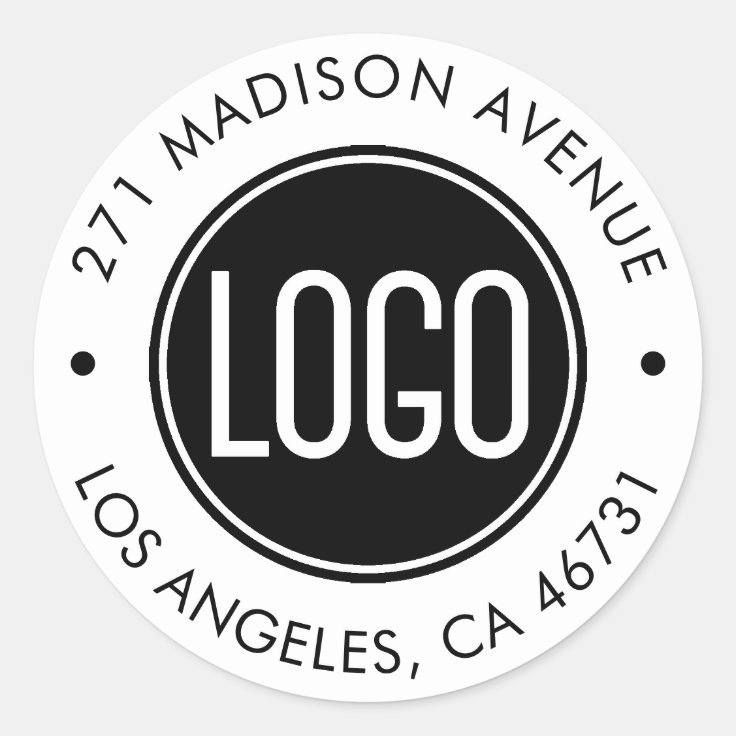 Upload Your Logo and Company Address Classic Round Sticker | Zazzle