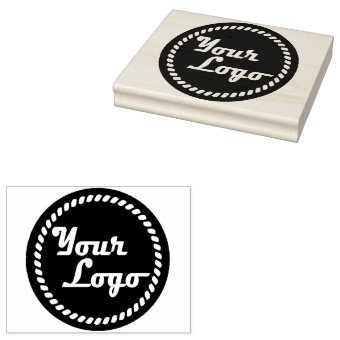 Upload Your Logo Large Round Business Logo Rubber Stamp | Zazzle