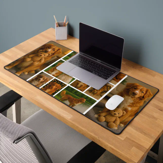 Upload Your Own 11 Photographs Personalized Desk Mat | Zazzle