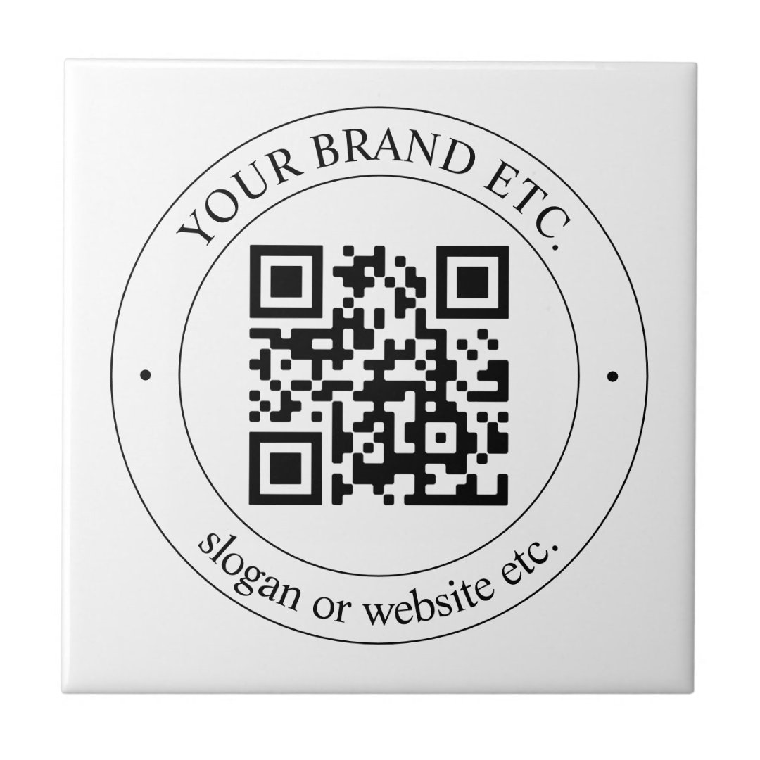 Upload Your Own QR Code & Customizable Text Ceramic Tile | Zazzle
