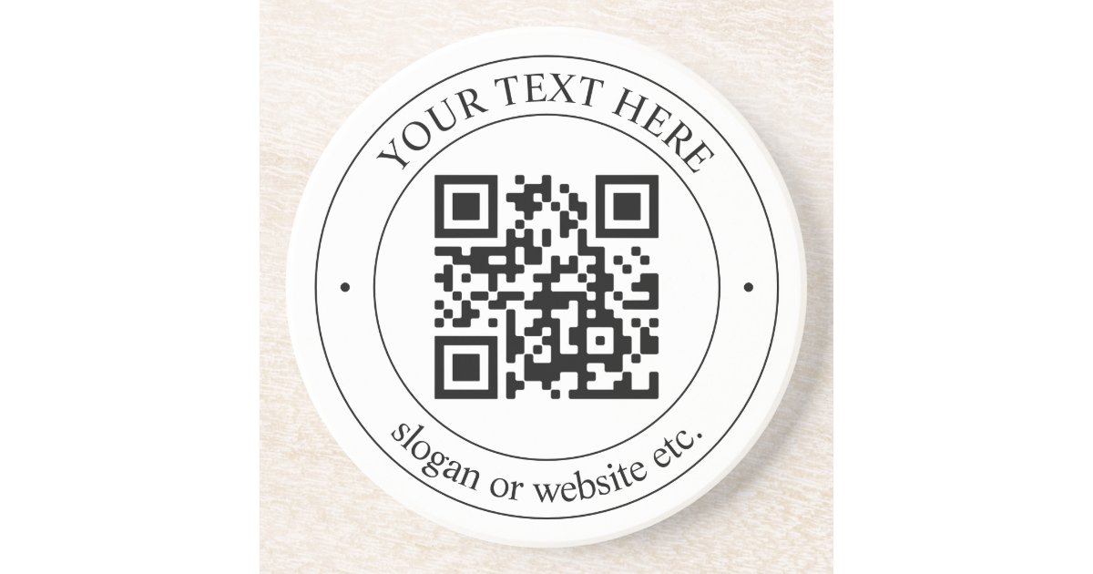 Upload Your Own QR Code & Customizable Text Coaster | Zazzle