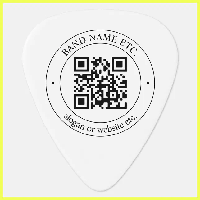Upload Your Own QR Code & Customizable Text Guitar Pick | Zazzle