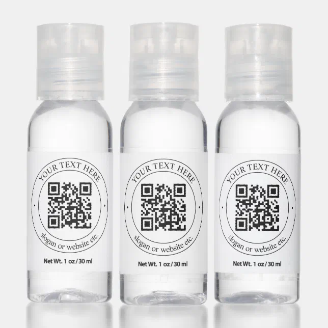 Upload Your Own QR Code & Customizable Text Hand Sanitizer | Zazzle