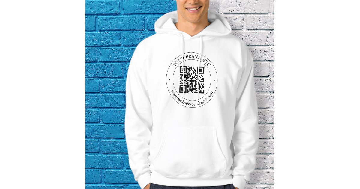 Upload Your Own QR Code & Customizable Text Hoodie | Zazzle