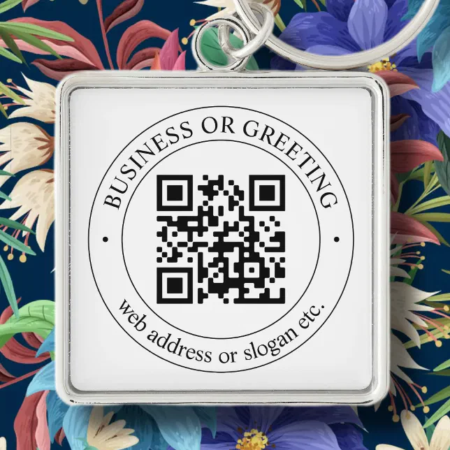 Upload Your Own QR Code & Customizable Text Keychain | Zazzle