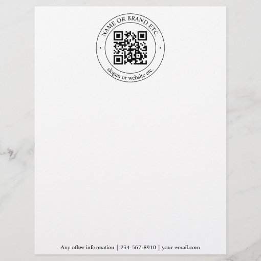 Upload Your Own QR Code & Customizable Text Letterhead | Zazzle