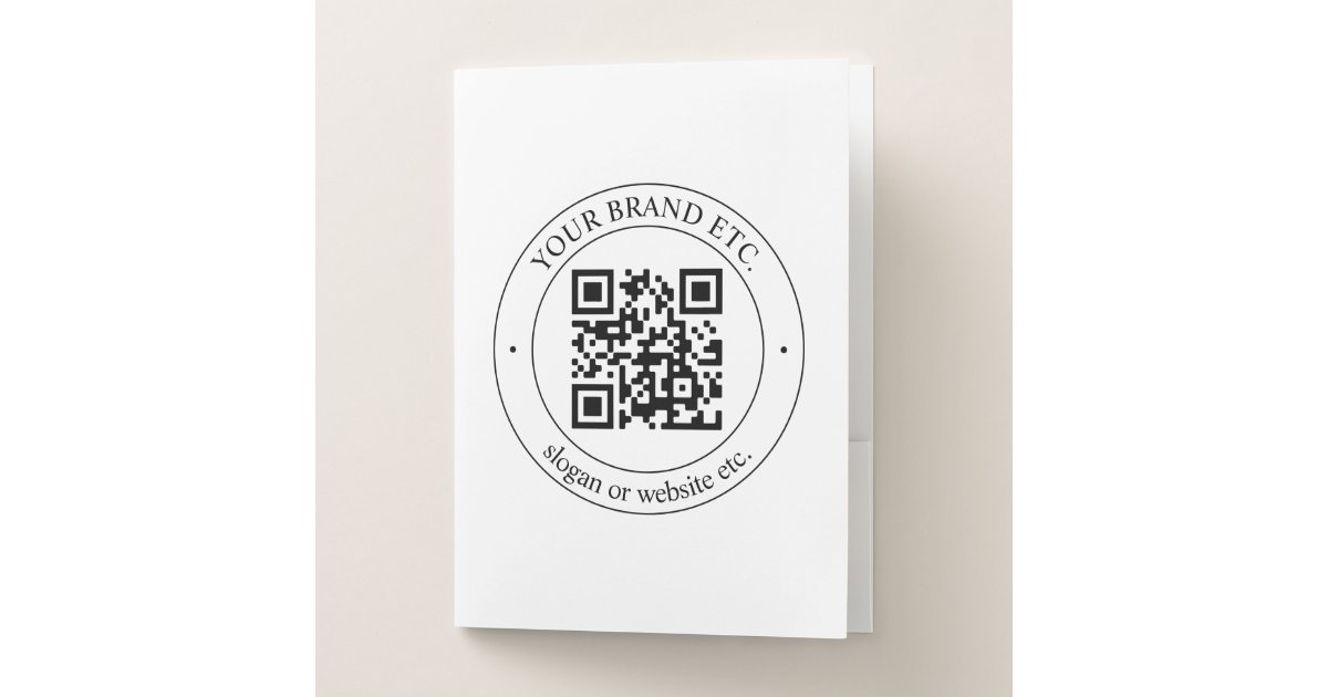 Upload Your Own QR Code & Customizable Text Pocket Folder | Zazzle