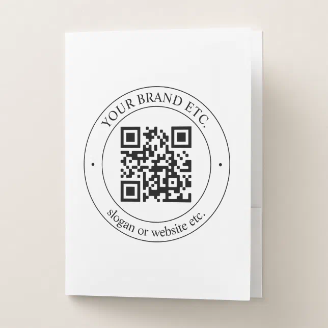 Upload Your Own QR Code & Customizable Text Pocket Folder | Zazzle