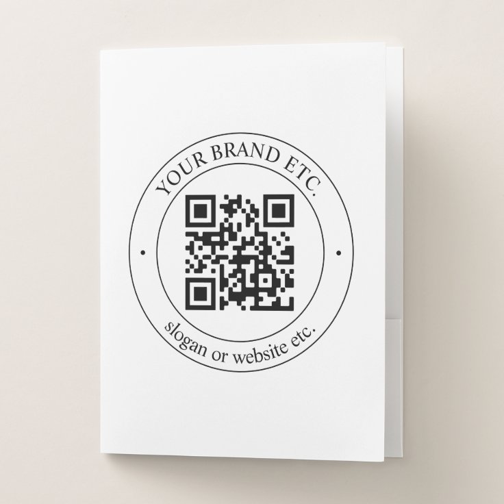 Upload Your Own QR Code & Customizable Text Pocket Folder | Zazzle