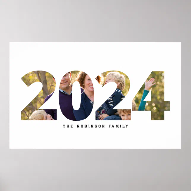 Upload Your Photo in New Year Number 2024 Poster | Zazzle