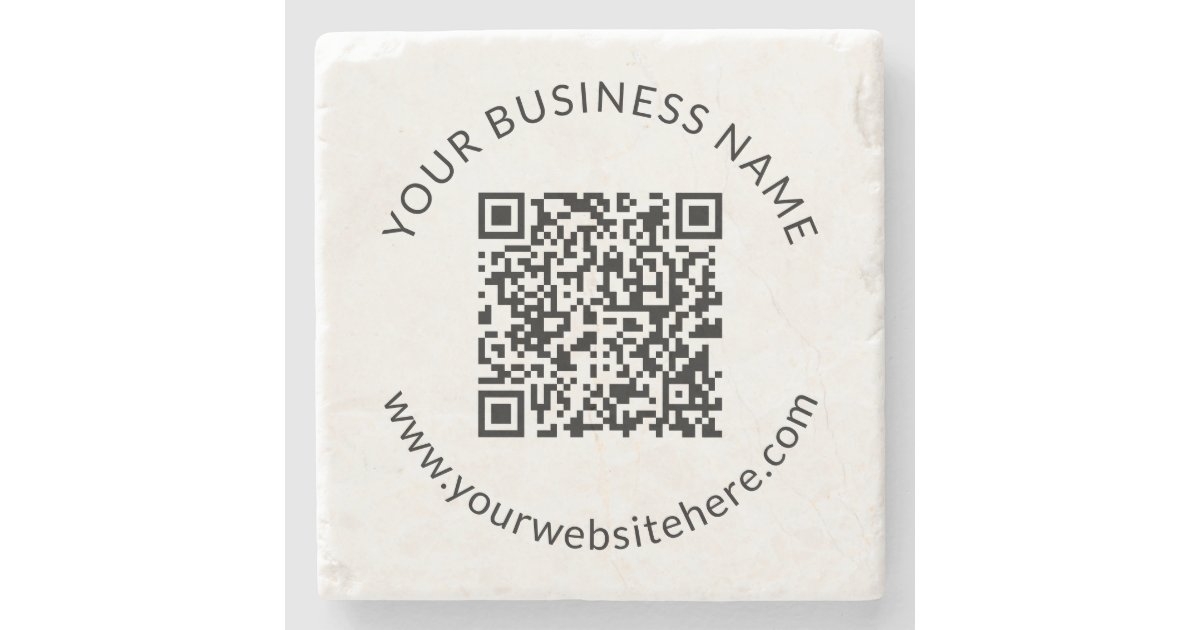 Uploaded QR code Template with Editable Text Stone Coaster | Zazzle