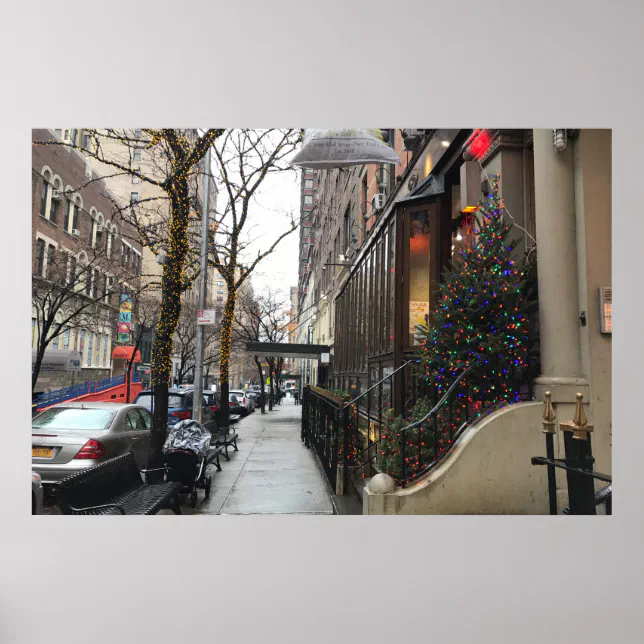 Upper West Side NYC Snow Christmas Lights New York Poster | Zazzle