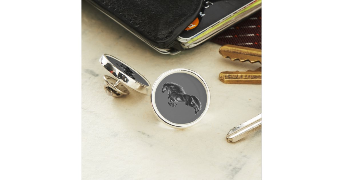 Upright Black Horse Lapel Pin - Choose Colors | Zazzle