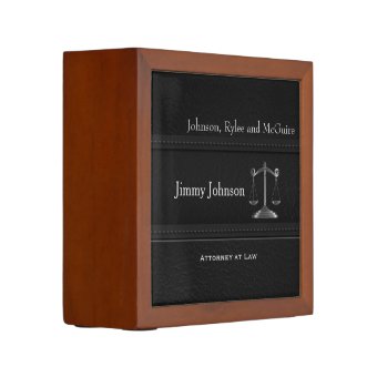 Upscale Black Leather - Lawyer Desk Organizer | Zazzle