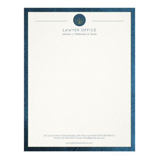 Upscale office blue leather look and gold lawyer letterhead | Zazzle.com