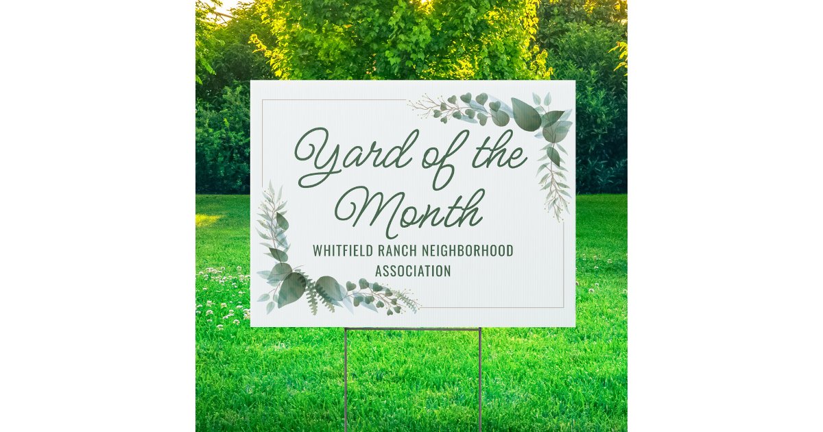 Upscale Yard of the Month Award Custom HOA Sign | Zazzle