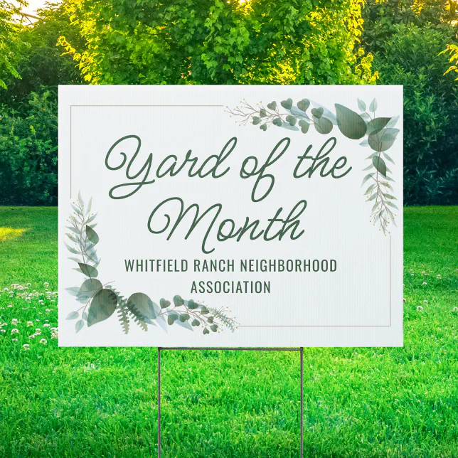 Upscale Yard of the Month Award Custom HOA Sign | Zazzle