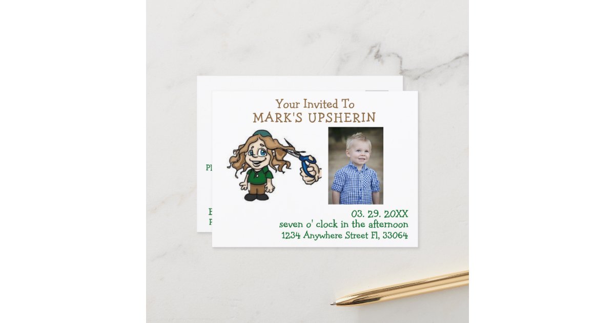 Upsherin Postcard Invitation | Zazzle