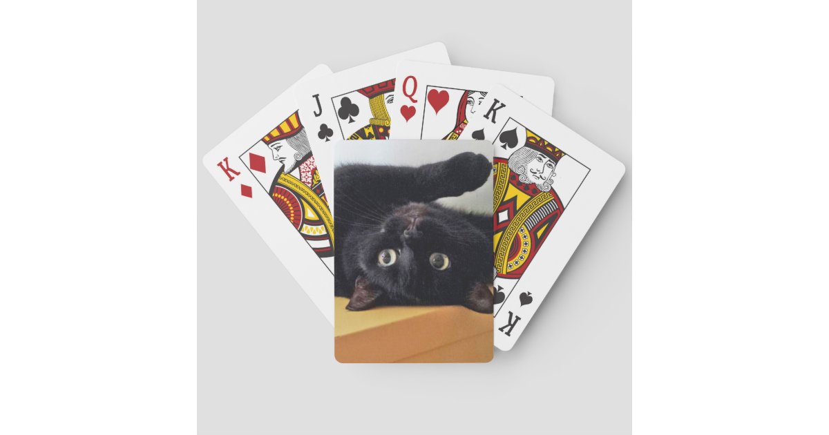 Upside Down Black Cat Classic Playing Cards | Zazzle