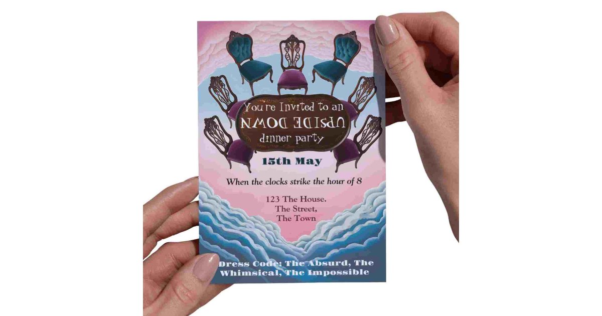 upside down dinner party, Modern Surrealism Invitation | Zazzle