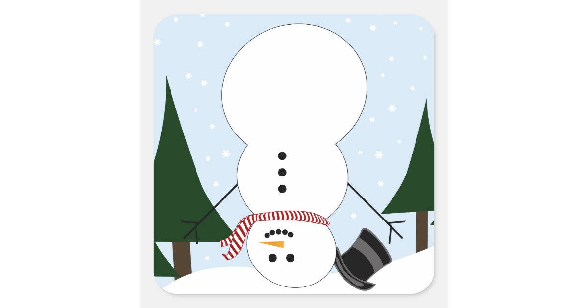 Upside-down Snowman Square Sticker | Zazzle