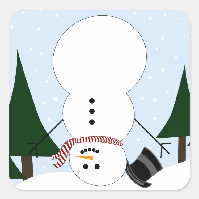 Upside-down Snowman Square Sticker | Zazzle