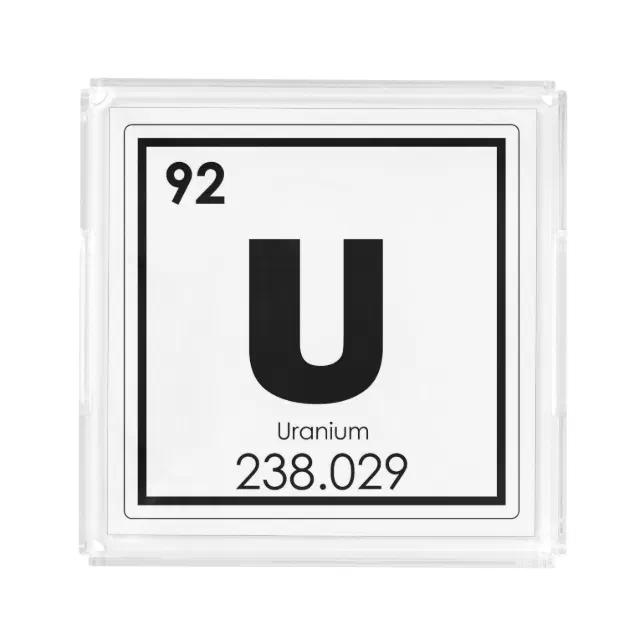 Uranium chemical element symbol chemistry formula acrylic tray | Zazzle