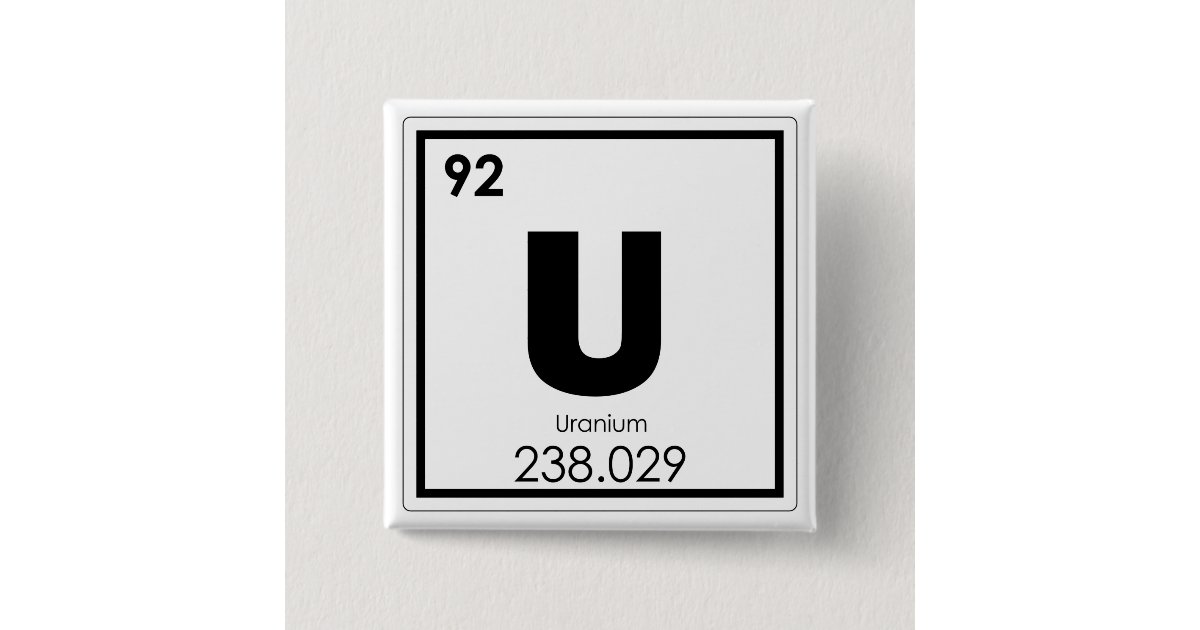 Uranium chemical element symbol chemistry formula button | Zazzle