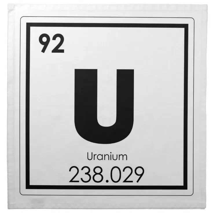 Uranium chemical element symbol chemistry formula cloth napkin | Zazzle