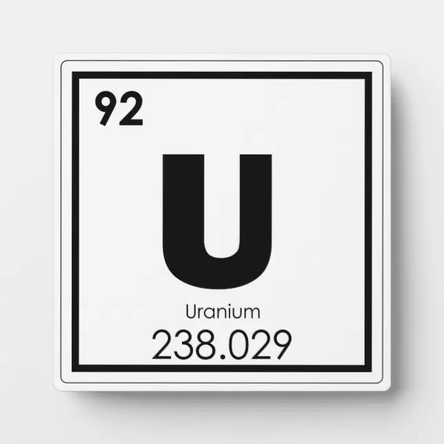 Uranium chemical element symbol chemistry formula plaque | Zazzle