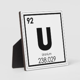 Uranium chemical element symbol chemistry formula plaque | Zazzle