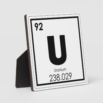 Uranium chemical element symbol chemistry formula plaque | Zazzle