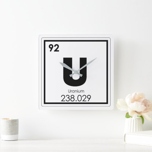 Uranium chemical element symbol chemistry formula square wall clock ...