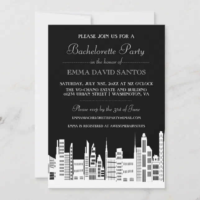 Urban City Bachelorette Party Invites | Zazzle