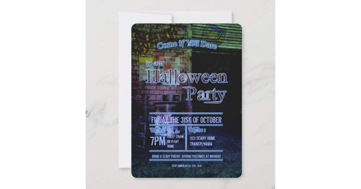 Urban Decay Alley Halloween Party Invitation | Zazzle