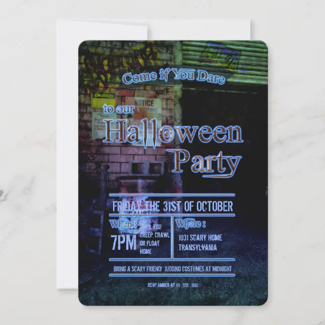 Urban Decay Alley Halloween Party Invitation | Zazzle
